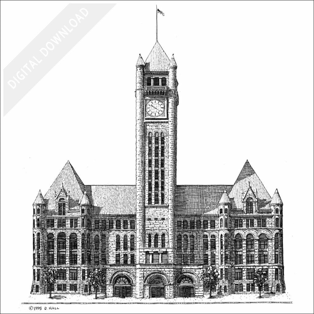 Stock art drawing of the Minneapolis City Hall