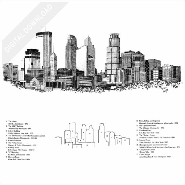 Stock Art Drawing of the Stone Arch Bridge, Minneapolis