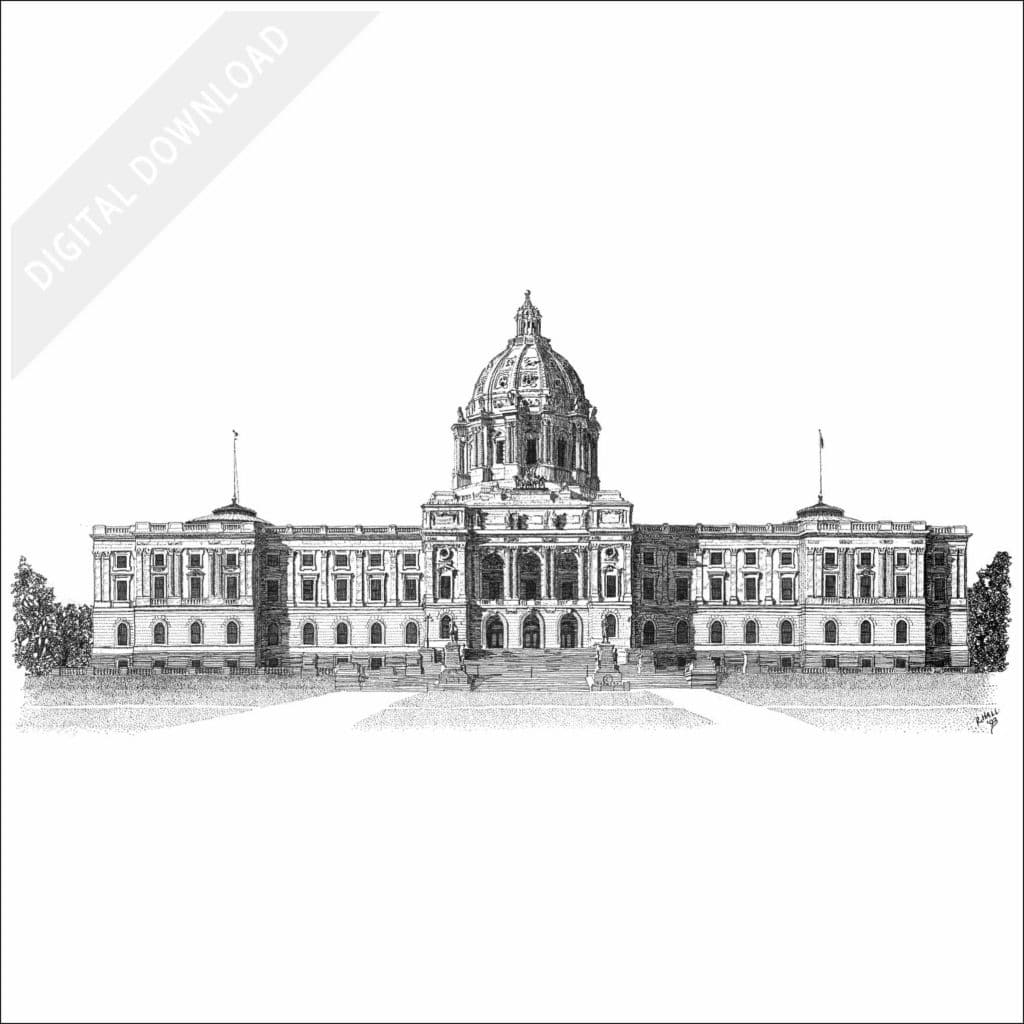 Stock Art Drawing of the Minnesota State Capitol
